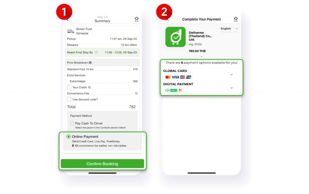 Booking Payment via Online Payment